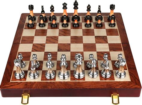 Jeu D échecs International De Luxe avec Échiquier en Bois Pliant Et Jeu