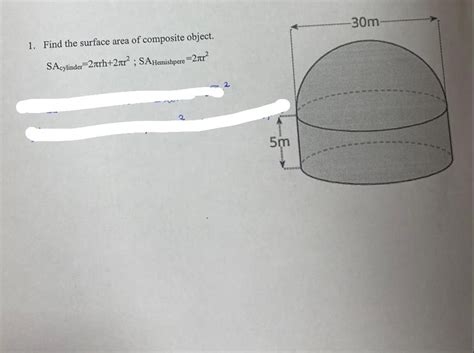 solved find the surface area of composite