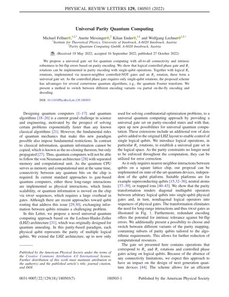 pdf universal parity quantum computing