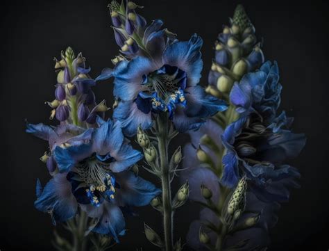 Premium Photo Fantasy Delphinium Plants And Glowing Flowers