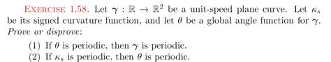 solved exercise 1 58 ﻿let γ r→r2 ﻿be a unit speed plane