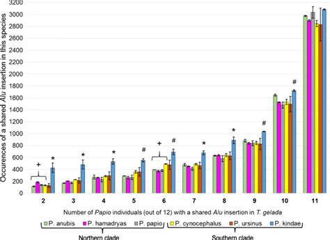 the number of times a t gelada ascertained alu insertion polymorphism