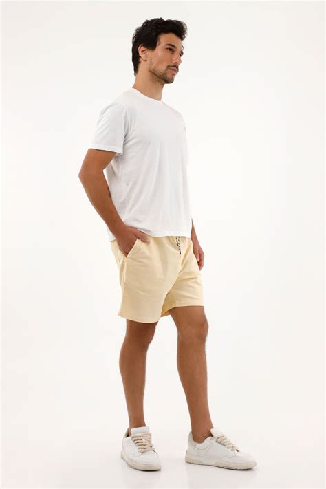 Bermuda Café Con Pretina Elástica Para Hombre