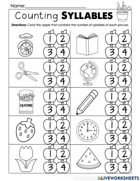 Syllable Counting Worksheet
