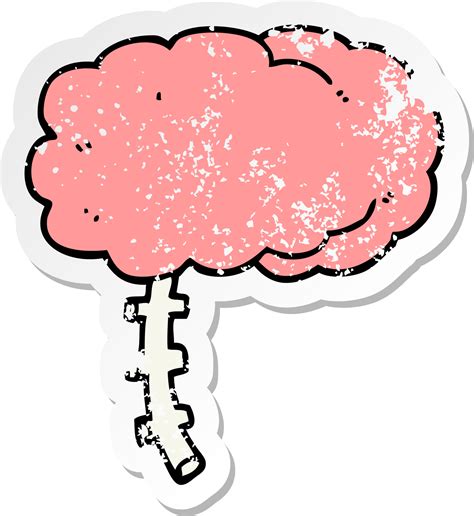 Pegatina Angustiada De Un Cerebro De Dibujos Animados 45012722 Png