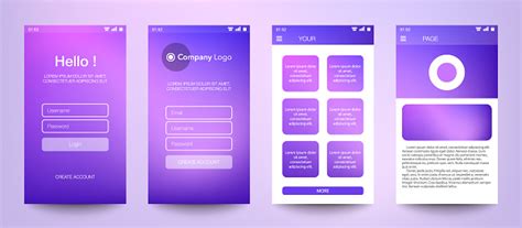 Desain Aplikasi Seluler Ui Ux Gui Set Layar Pendaftaran Pengguna Dengan
