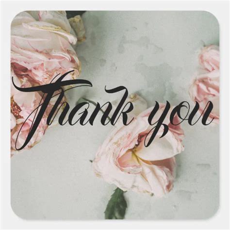 Elegant Thank You Square Stickers Zazzle