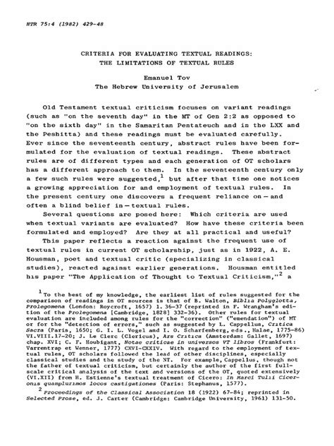 Criteria For Evaluting Textual Readings Pdf