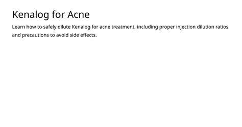Kenalog For Acne Meds Is