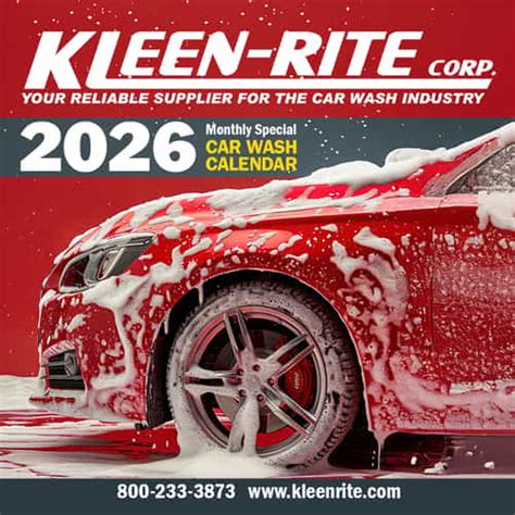 Kleen Rite 2026 Car Wash Calendar With Monthly Specials