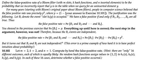Solved Define The False Positive Rate Of A Bloom Filter Chegg