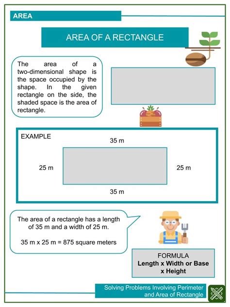 Solving Word Problems Involving Perimeter Area Of Rectangle Worksheets