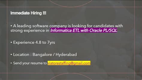 Vaishnavi J On Linkedin Job Informaticaetl Oracleplsql