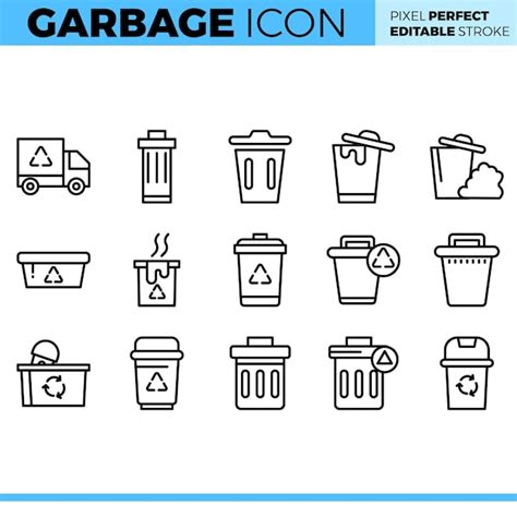 Premium Vector Vector Garbage Icon Set
