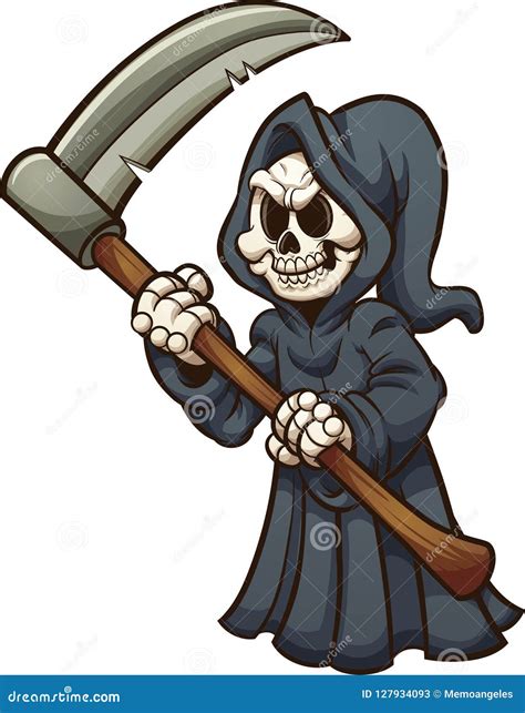 Cartoon Grim Reaper With Scythe Stock Vector Illustration Of Specter