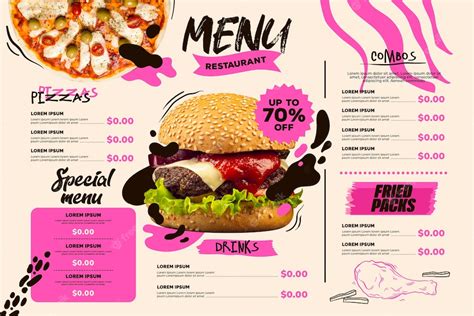 Premium Vector Digital Restaurant Menu Horizontal Format Template