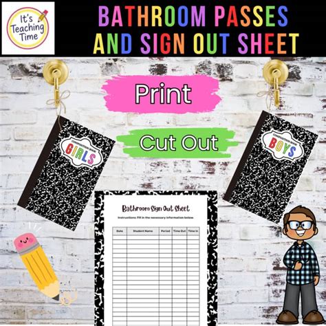 Bathroom Pass And Class List Sign Out Form By Its Teaching Time Tpt