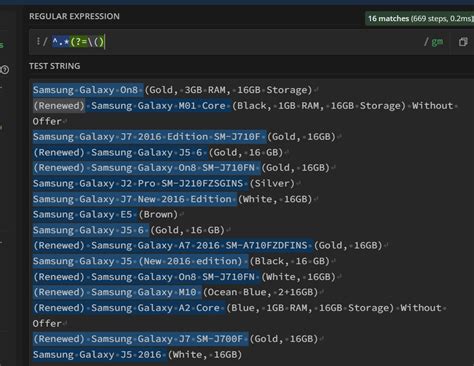 Need Regex String Manipulation For Phone Name Color Storage