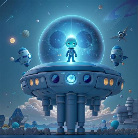 Premium Photo Cute Alien Riding Ufo With Love Sign Cartoon Vector