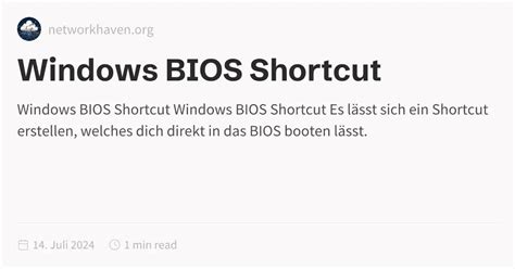 Windows Bios Shortcut