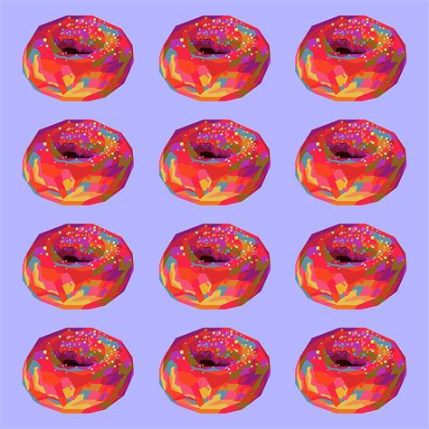 Colorful Donuts Wpap Pop Art Pattern Blue Background Digital Art By