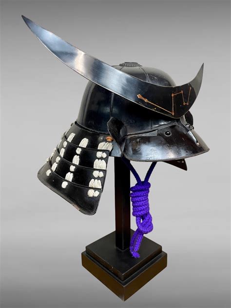 Proantic Samurai Kabuto In Black Lacquered Metal With 8 Slats Edo P
