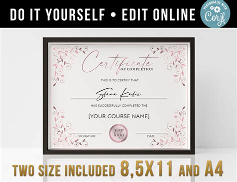 Editable Certificate Of Completion Beauty Course Certificate Template