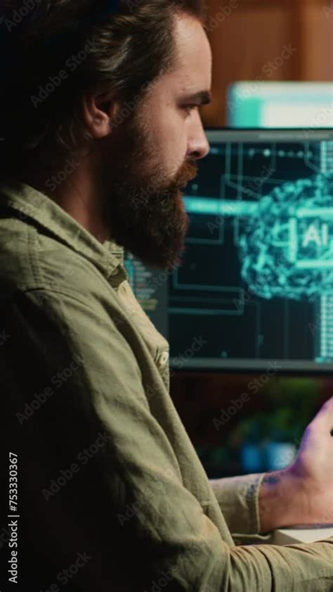 Vertical Video Sentient Ai Gains Humanoid Form Inside Computer Waving