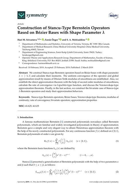 pdf construction of stancu type bernstein operators based on bézier