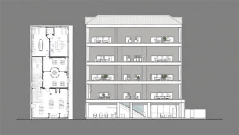 Architectural Cross Section Of A Modern Office Building Layout
