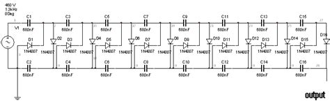 The Schematic Diagram Of 8 Stages Voltage Multiplier Circuit