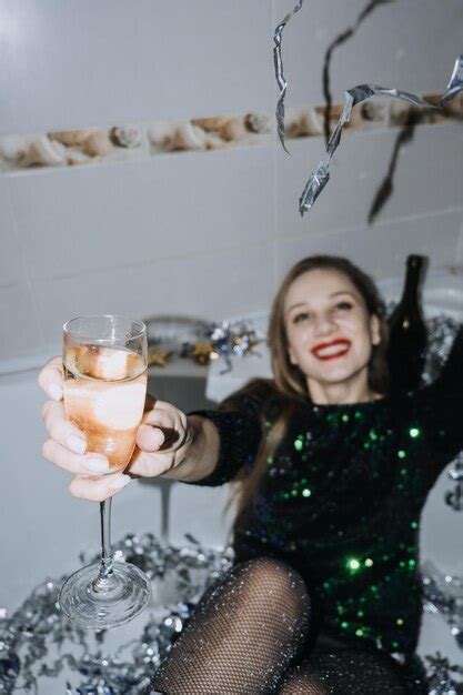 Premium Photo New Years Party Celebration Happy Young Woman In
