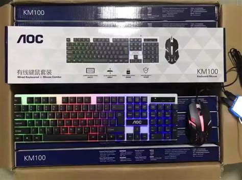 Aoc Km100 Wired Usb Luminous Keyboard And Mouse Set Mechanical Touch Game Keyboard And Mouse Kit