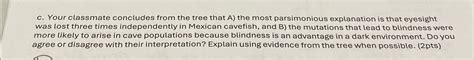 Solved C ﻿your Classmate Concludes From The Tree That A
