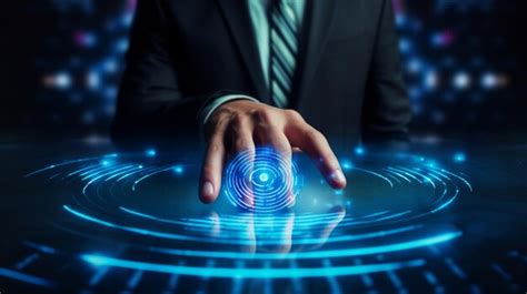 Premium Photo Man Using Digital Technology Fingerprint Scanning Pictures AI Generated Image