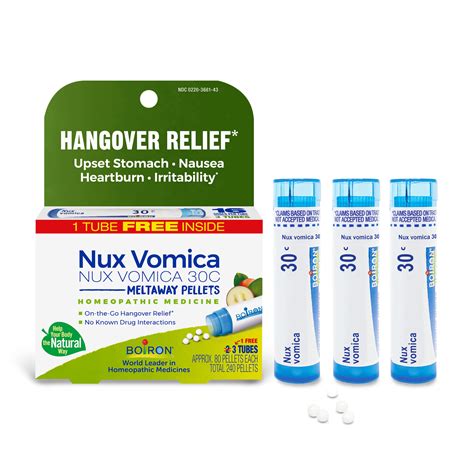 Nux Vomica 30c For Hangover Relief Boiron USA