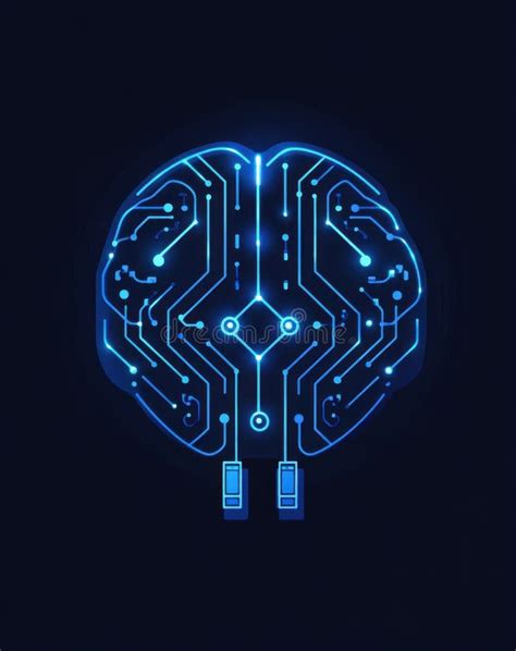 futuristic ai brain with circuit design and digital connections stock