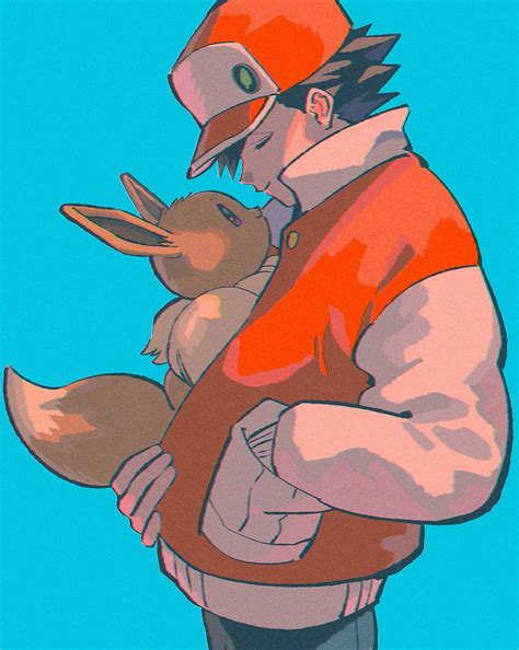 Download Trainerand Eevee Bonding Moment Wallpaper