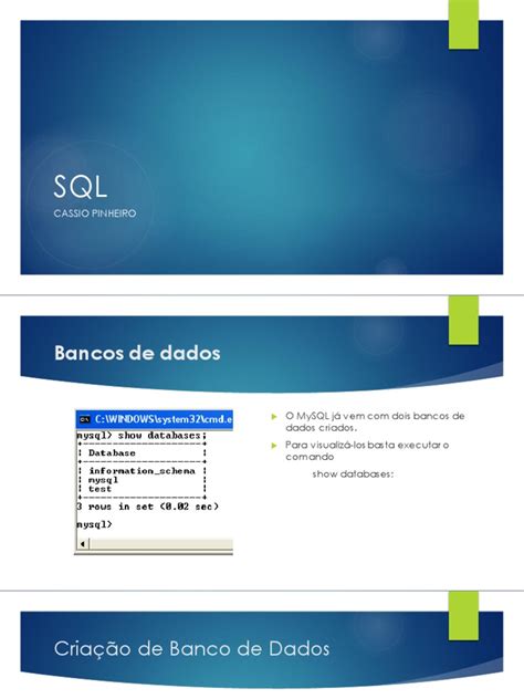 Criação E Manipulação De Bancos De Dados No Mysql Pdf Informática
