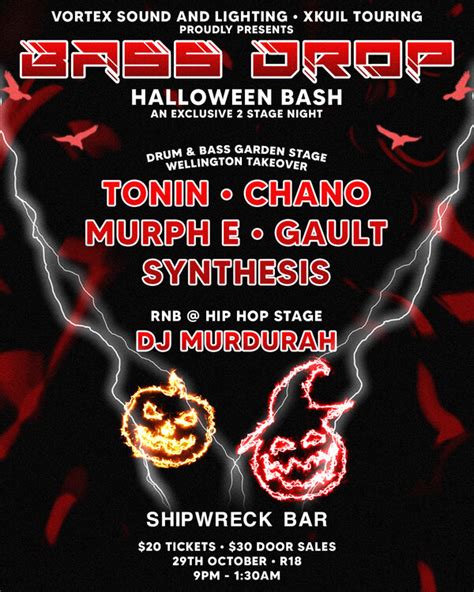 Bass Drop Halloween Bash Tickets Gisborne Shipwreck Bar The