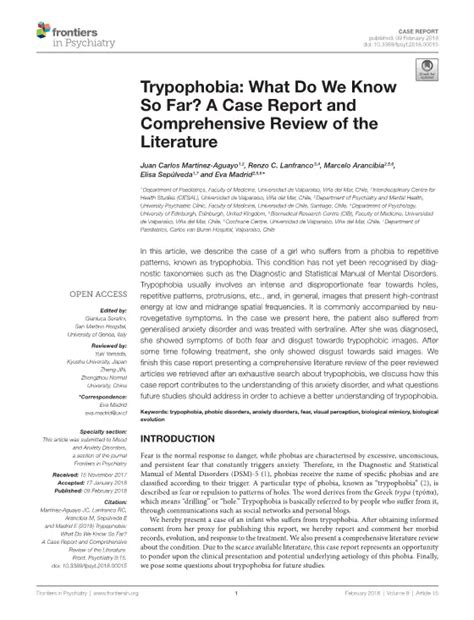 Trypophobia What Do We Know So Far A Case Report And Comprehensive