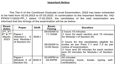 SSC CGL Tier Shift Timings OUT Ssc Nic In See Paper Dates Here