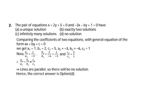 SOLUTION Maths Class X Mcqs Chapter Linear Equation In Two Variables Studypool