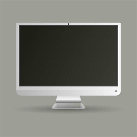 Realistic Silver Computer Screen Display Isolated On Grey Background Vector Illustration