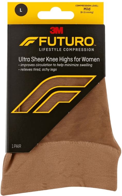 Futuro Energizing Ultra Sheer Knee Highs Mild Large Nude 1 Pair