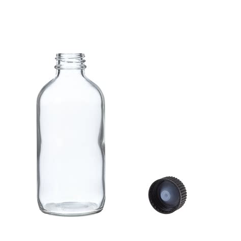 2oz 60ml Clear Glass Boston Round Bottles With Screw Top Lid Cap