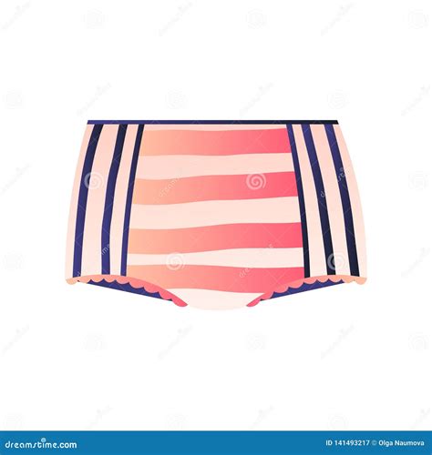 Cute Striped Panties With Retro Design Isolated On White Background