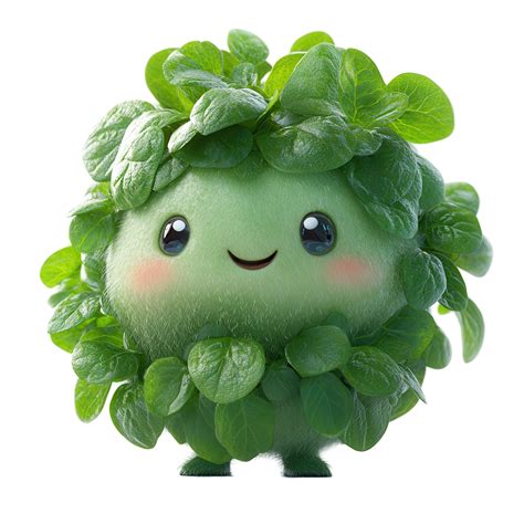 Cute Green Character With Leafy Features Showcasing A Joyful Expression