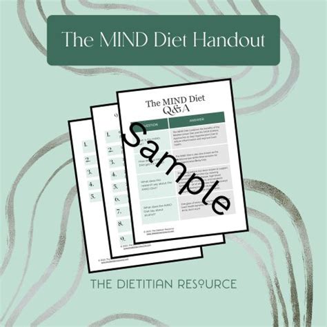 The Mind Diet Handout The Dietitian Resource