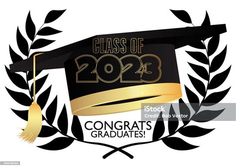 눈금 검정색과 금색 벡터 디자인 2023년 졸업반 황금 고등학교 또는 대학 졸업자 템플릿입니다 축하 행사 파티 인사말 초대장 카드 웹 배너 연감에 대한 텍스트 2023년에
